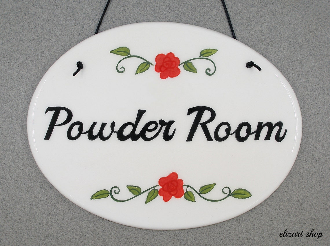 Powder Room Sign Hand Painted Sign Toilet Sign Hanging Bath - Etsy Canada