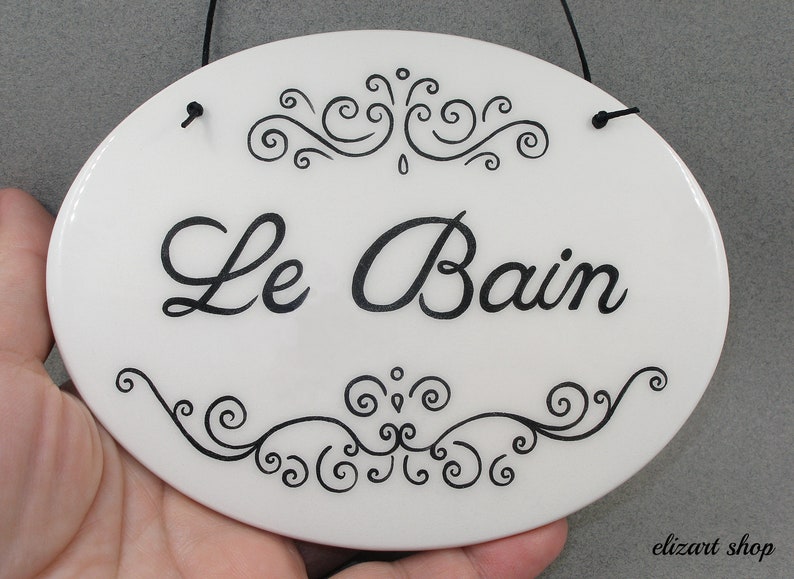 Le Bain Sign, French Bathroom Sign, Salle De Bain, La Toilette Sign ...