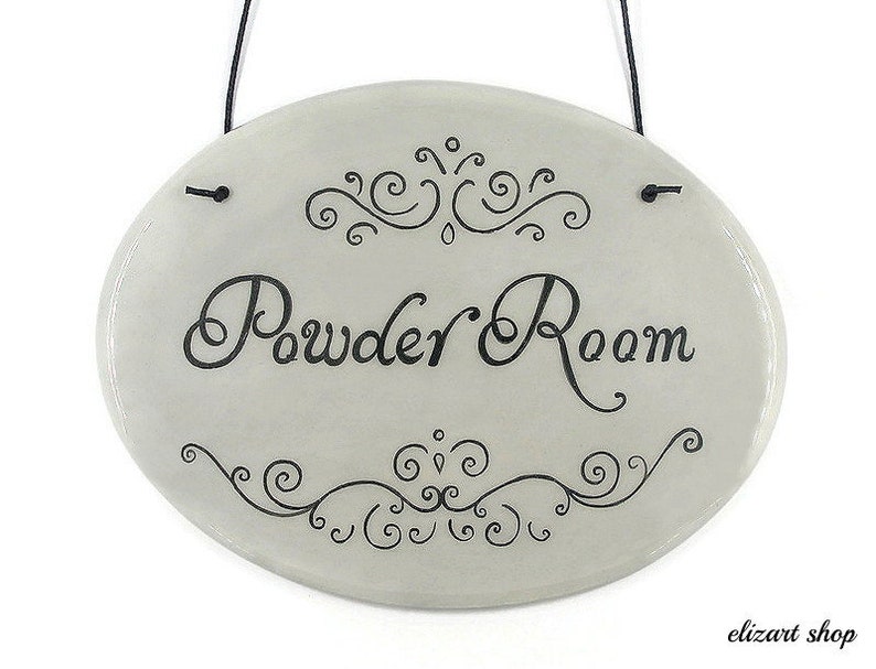 Powder Room Sign Door Sign Toilet Sign Hanging Bath Sign - Etsy