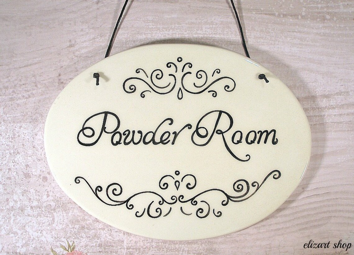 Powder Room Sign Door Sign Toilet Sign Hanging Bath Sign - Etsy