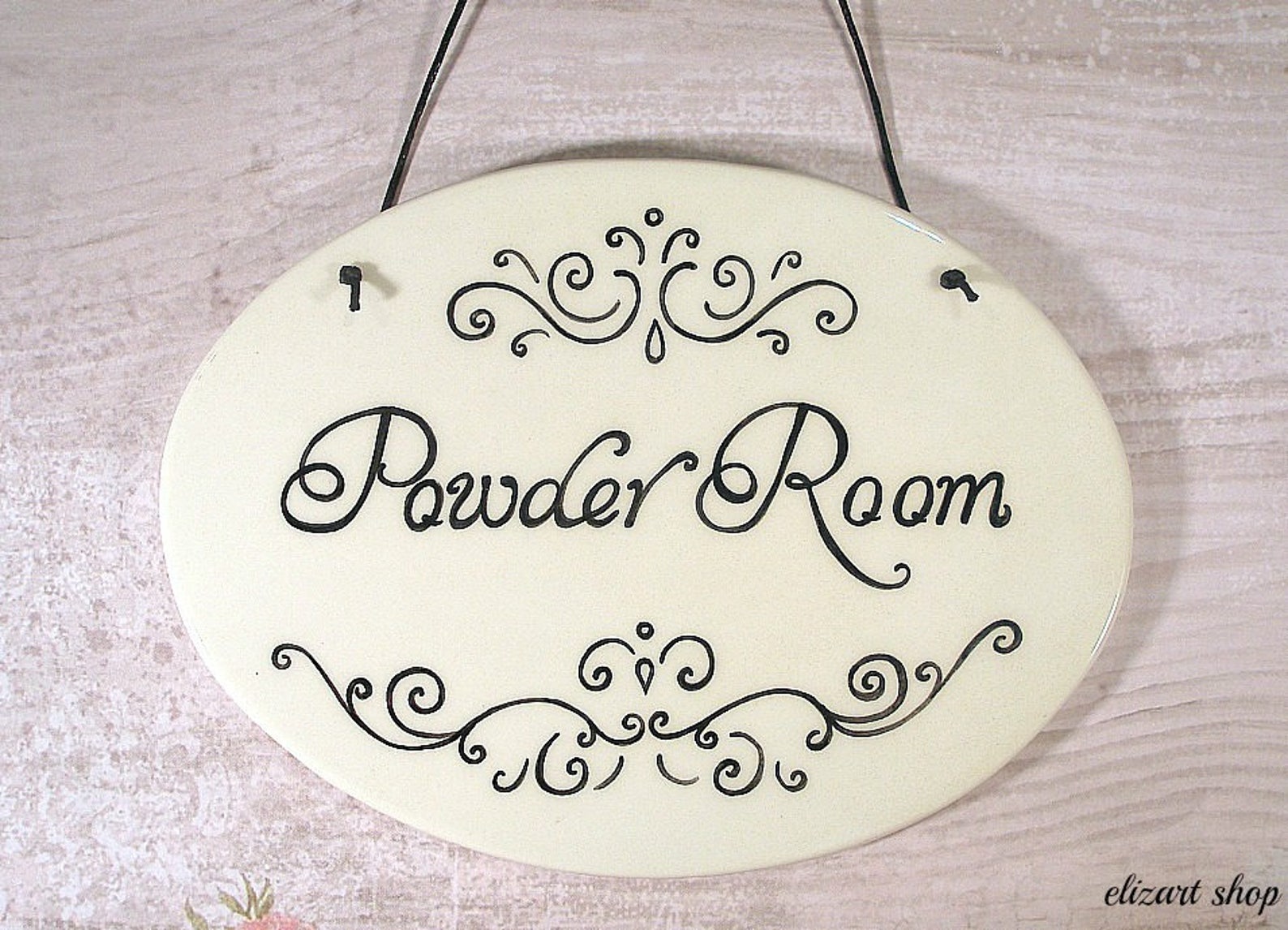 Powder Room Sign Door Sign Toilet Sign Hanging Bath Sign - Etsy