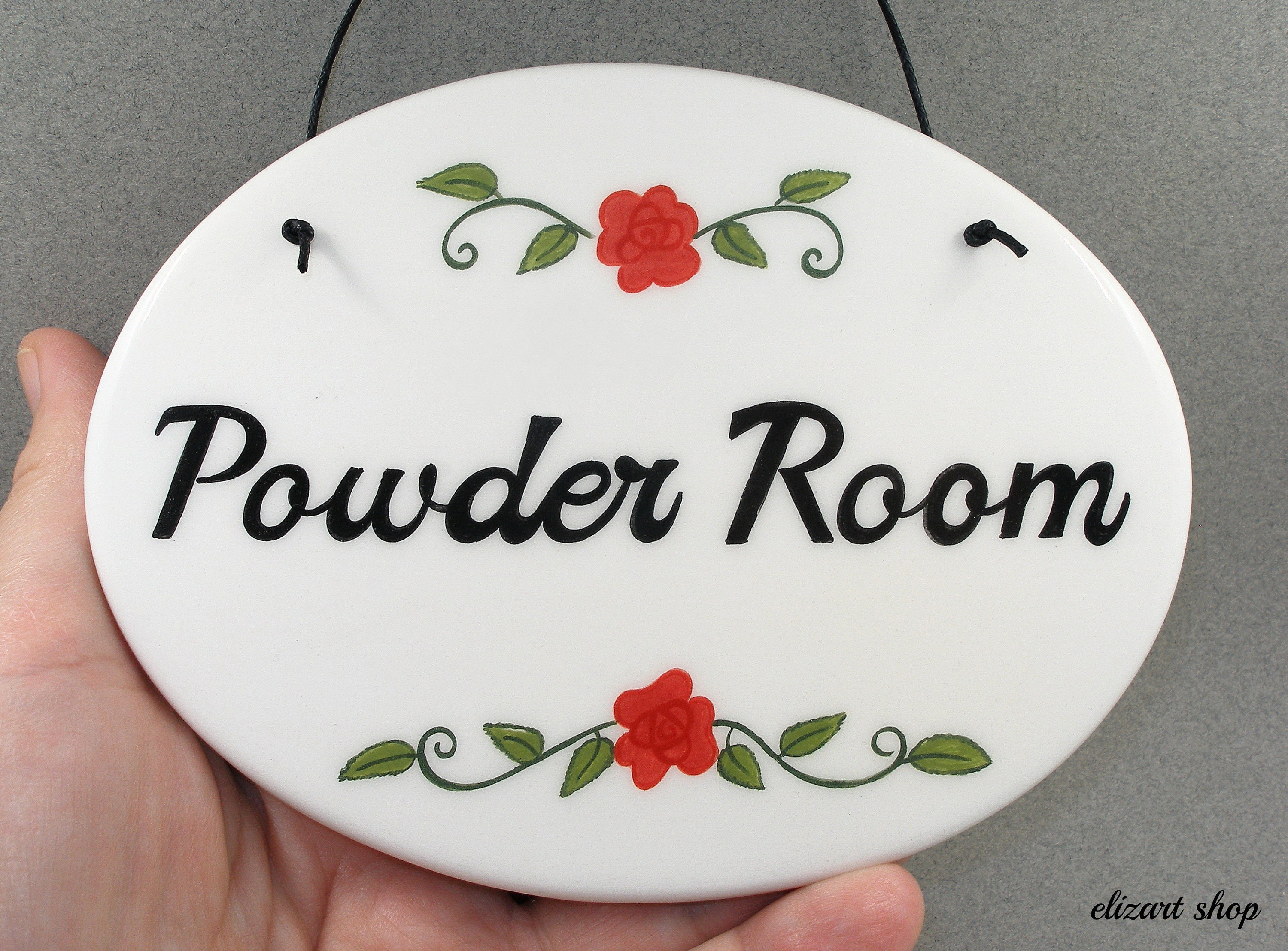 Powder Room Sign Hand Painted Sign Toilet Sign Hanging Bath - Etsy
