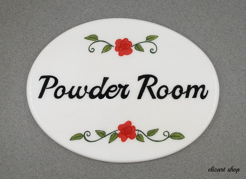 Powder Room Sign Hand Painted Sign Toilet Sign Hanging Bath - Etsy