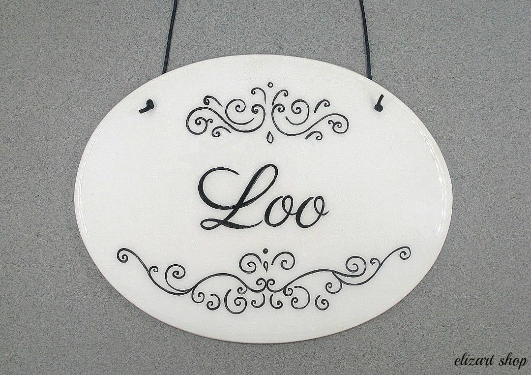 Loo Sign, Toilet Sign, Bathroom Sign, Hanging Bath Sign, Restroom Sign ...