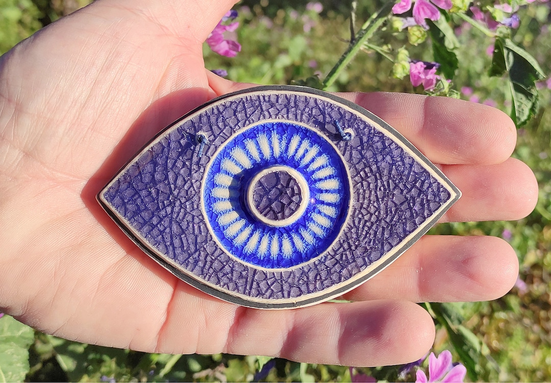 Ceramic Evil Eye, Home Protection, Blue Evil Eye, Wall Hanging Eye ...