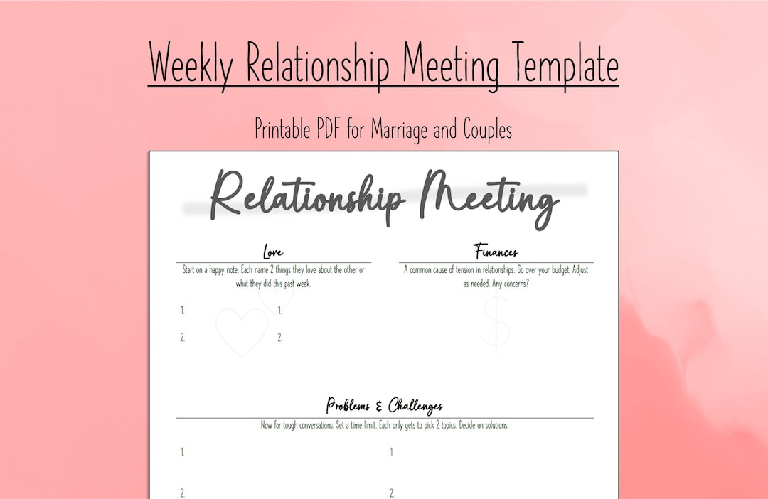 Weekly Relationship Meeting Template Printable PDF - Etsy