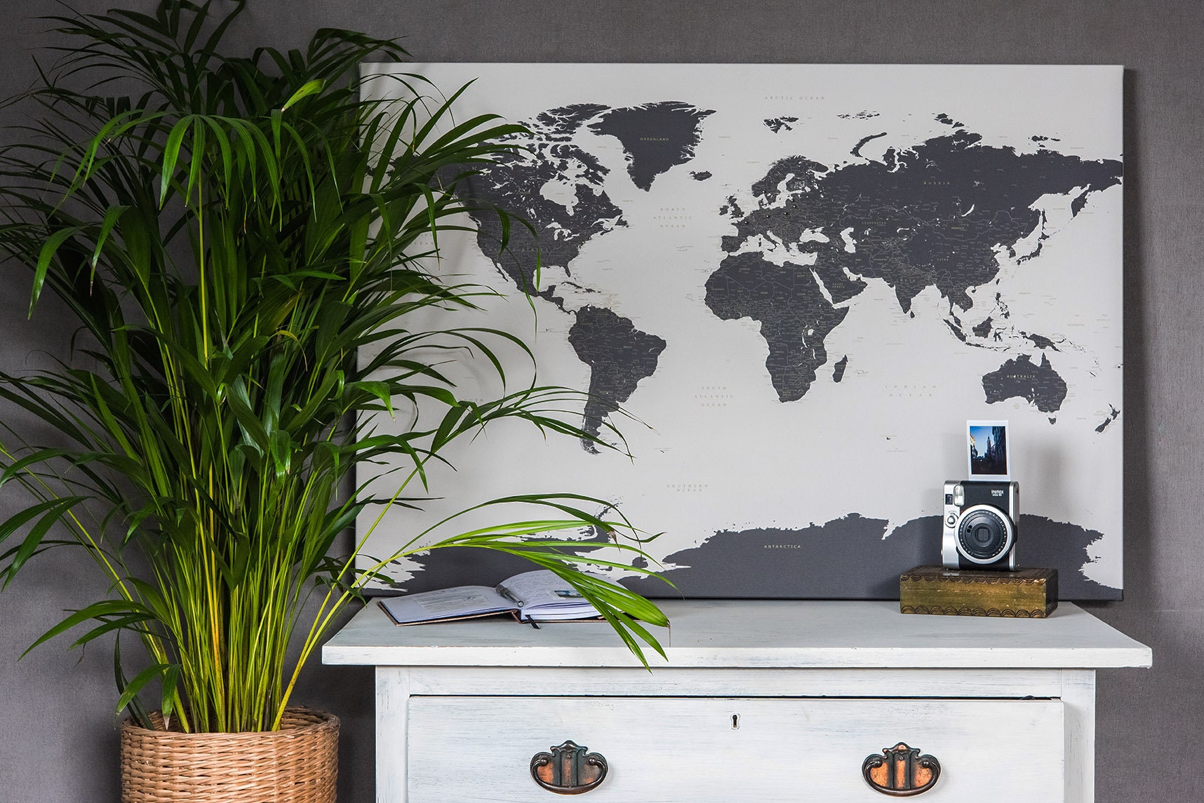DIY High Detailed World Map Canvas Poster - Push Pin Travel Map ...