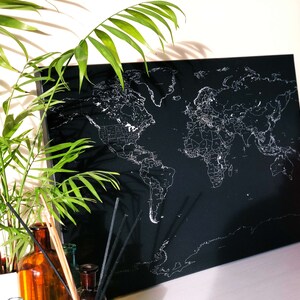 World Map on Canvas/push Pin Map on Canvas/100 Push Pins for Free ...