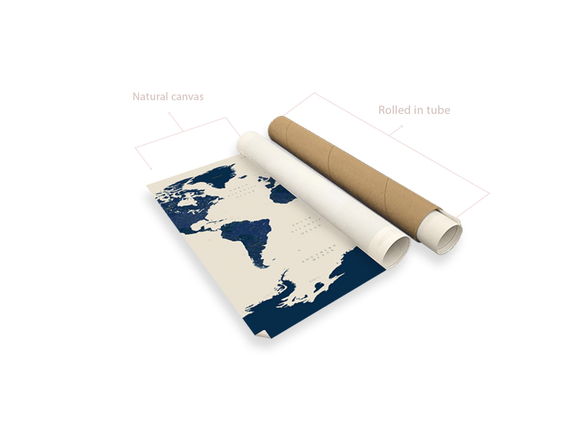 DIY High Detailed World Map Canvas Poster Best Wedding Gift Rolled ...