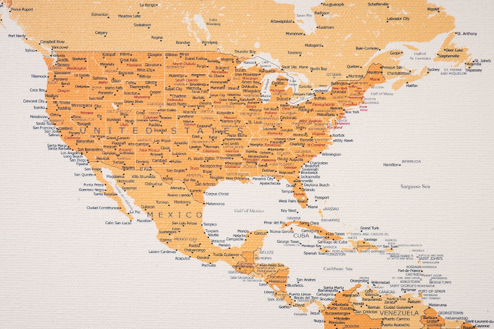 World Map on Canvas/push Pin Map on Canvas/100 Push Pins Included ...