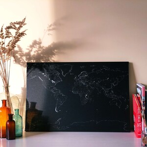World Map on Canvas/push Pin Map on Canvas/100 Push Pins for Free ...