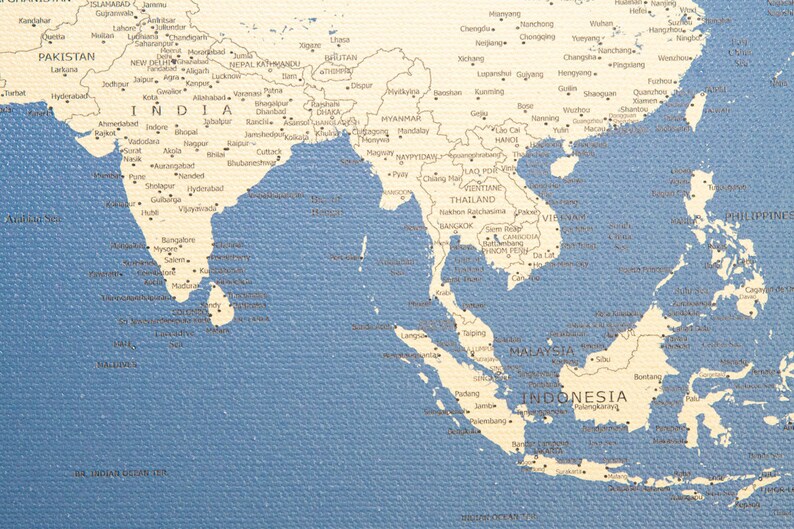 Unique World Map on Canvas/push PIN MAP on Canvas/100 Push - Etsy