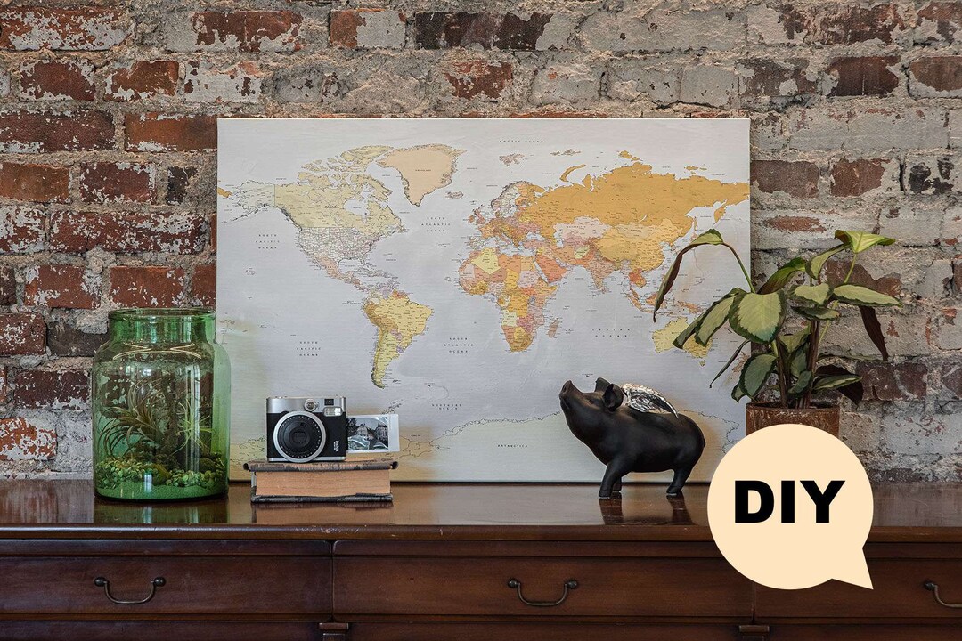 DIY High Detailed World Map Canvas Poster - Best Wedding Gift- Rolled ...