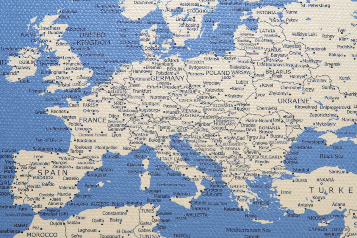 Unique World Map on Canvas/push PIN MAP on Canvas/100 Push - Etsy