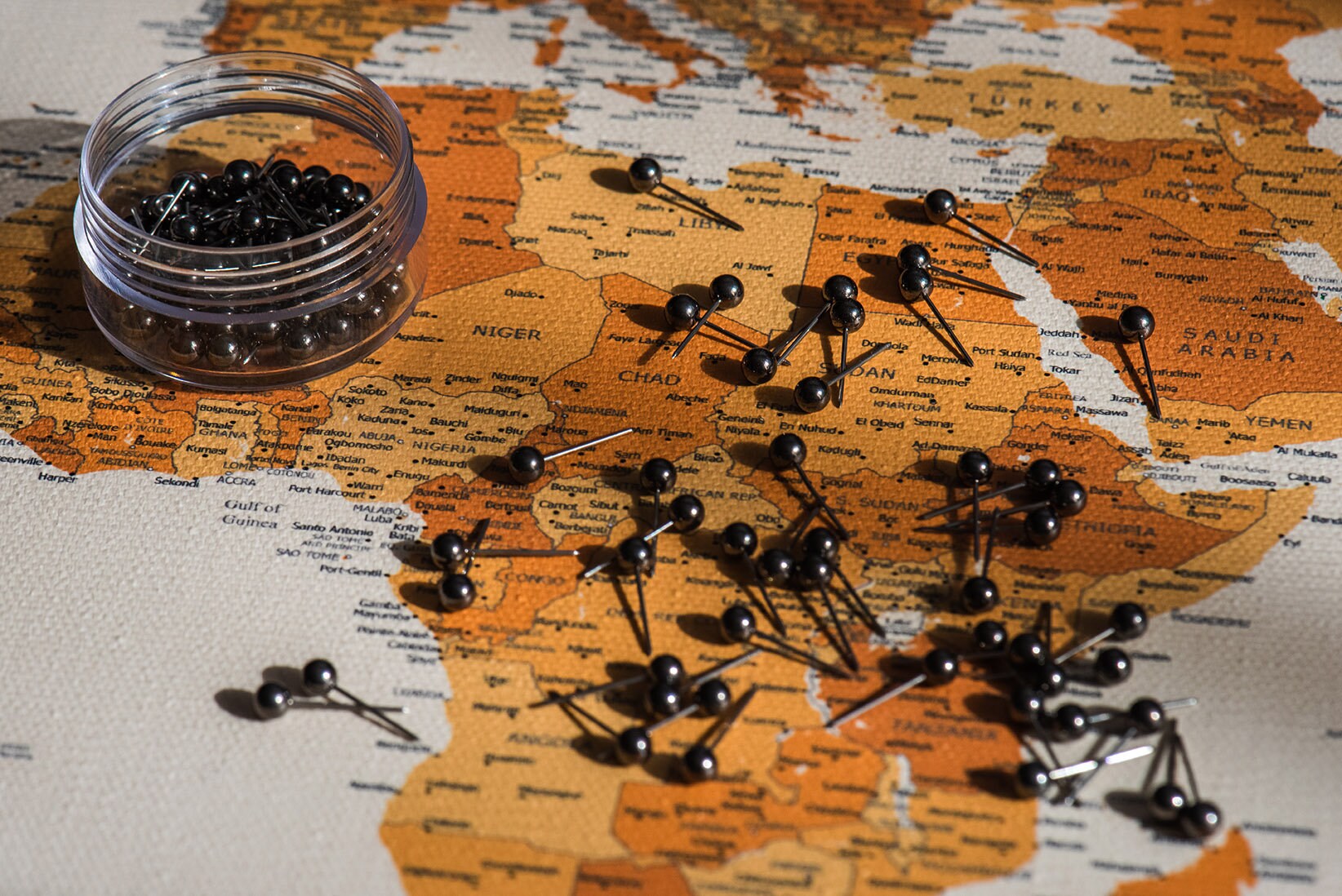 World Map on Canvas/push Pin Map on Canvas/100 Push Pins for - Etsy