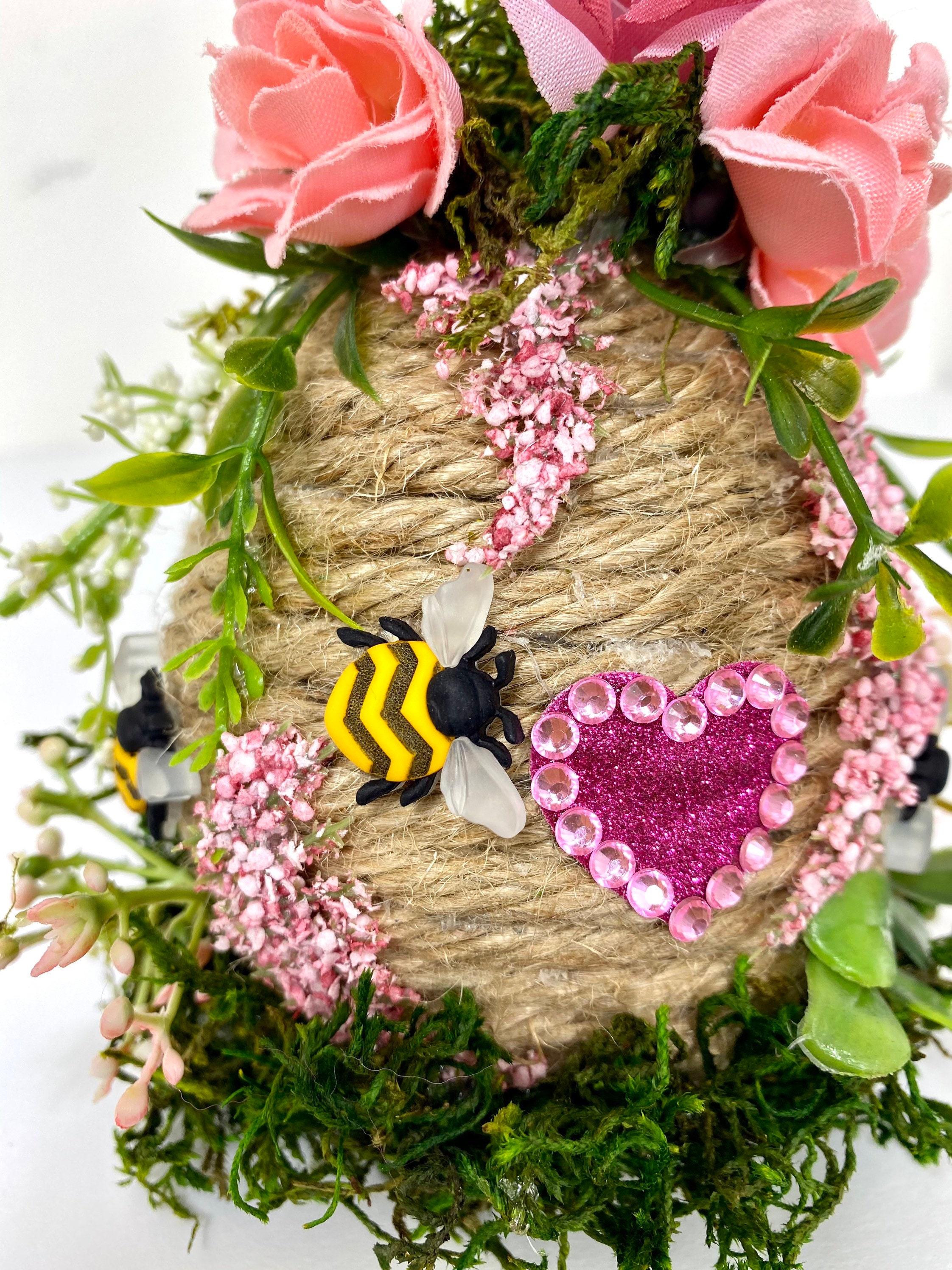 Tiered Tray Valentine Bee Hive Decor Mini Bee Hive Skep Bee - Etsy