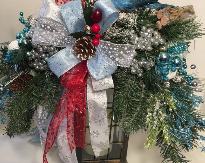 Christmas Lantern Swag, Blue Bird Lantern Swag, Christmas Swag - Etsy