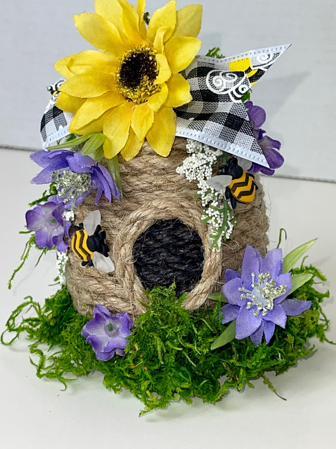 Mini Floral Bee Hive Skep, Bee Hive, Bee Lover Gifts, Gifts for Her ...