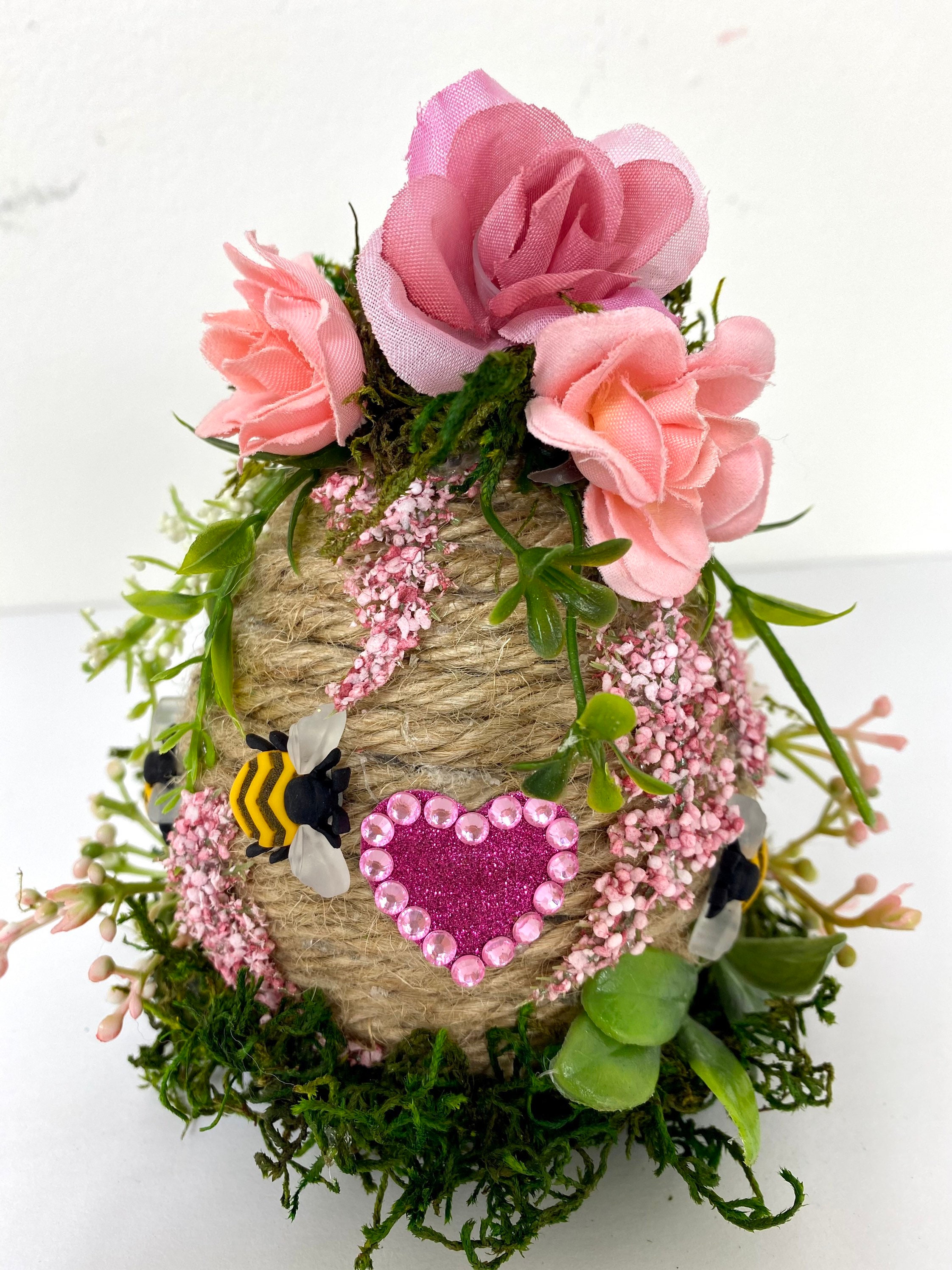 Tiered Tray Valentine Bee Hive Decor Mini Bee Hive Skep Bee - Etsy