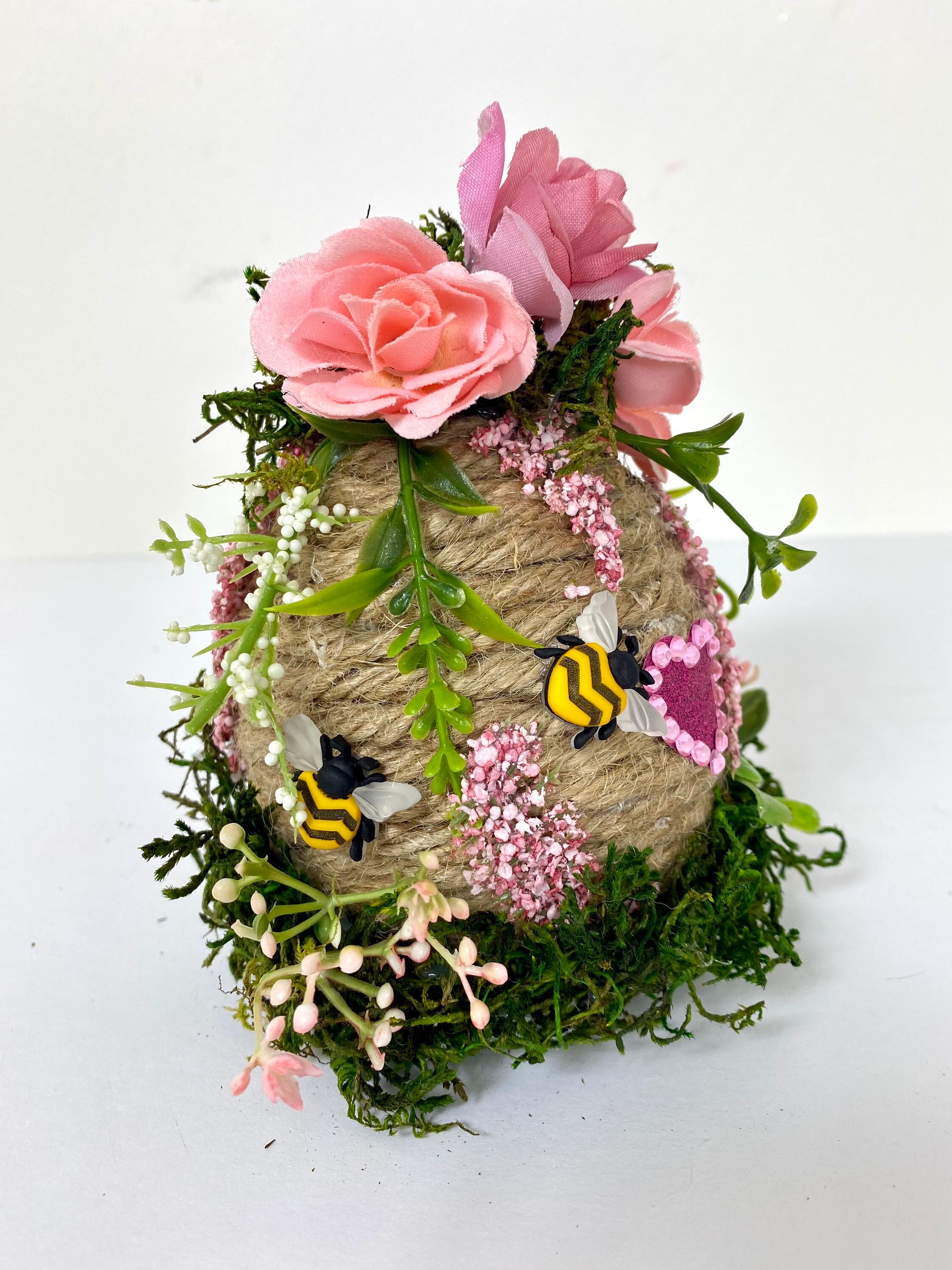 Tiered Tray Valentine Bee Hive Decor Mini Bee Hive Skep Bee - Etsy