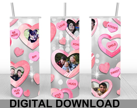 Valentine Heart Candy Frame Photo Seamless 20 Oz Skinny | Etsy
