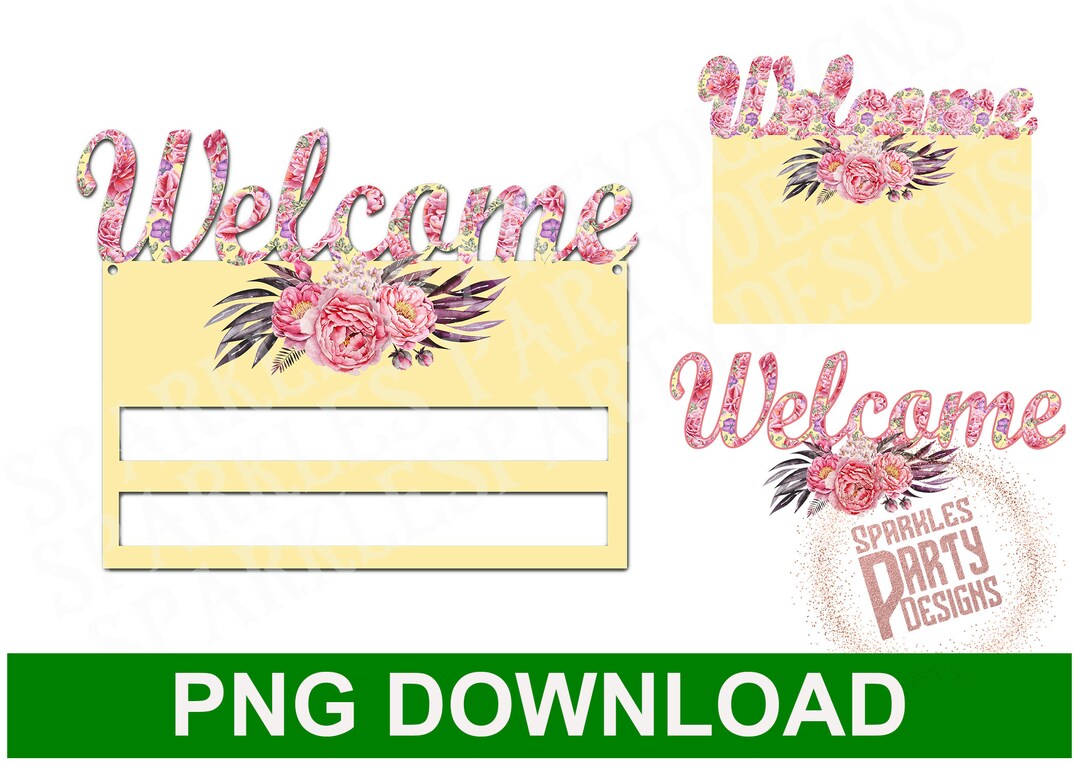 Welcome Sign Door Hanger Sublimation Graphics Designs Download, Png ...