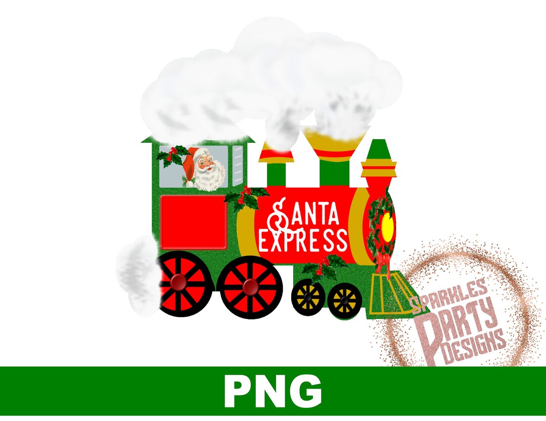 Red and Green Christmas Train Ornament Sublimation Graphics Designs ...