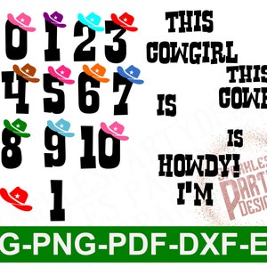 SVG Cowboy Cowgirl Birthday Party Age Numbers Svg Cut Files for Cricut ...