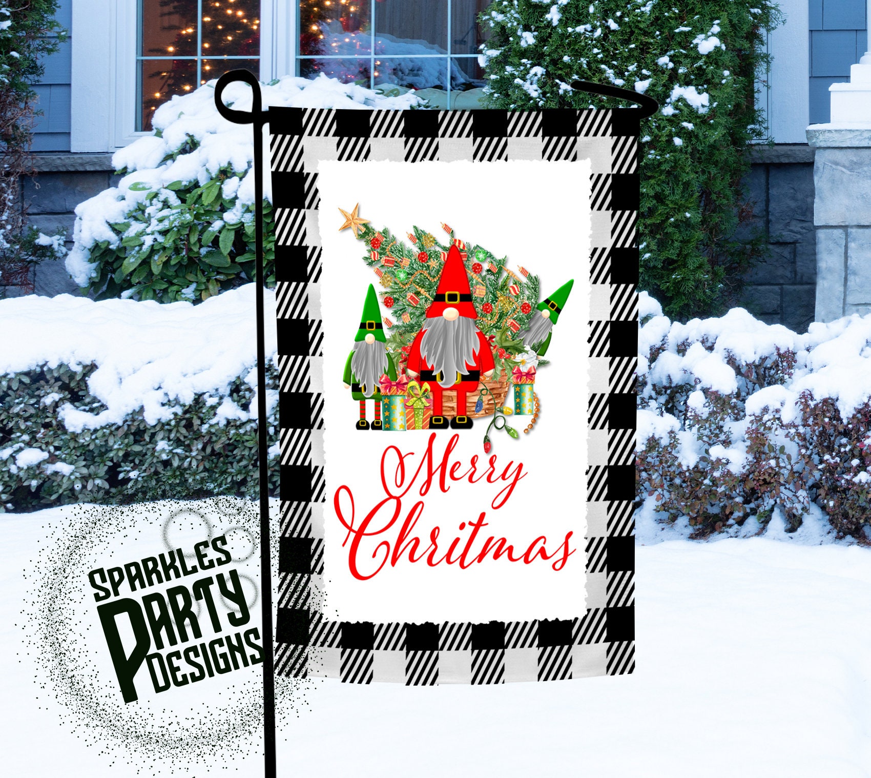 Christmas Tree Santa Elves Gnomes Garden Flag Sublimation | Etsy