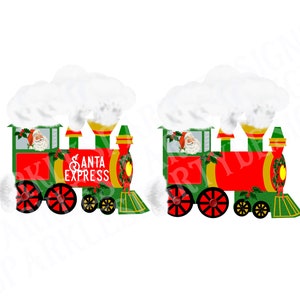 Red and Green Christmas Train Ornament Sublimation Graphics Designs ...
