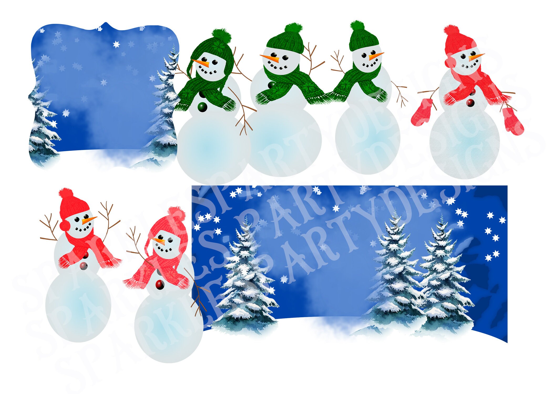 Snowman Family Sublimation Graphics Designs Png Download - Etsy