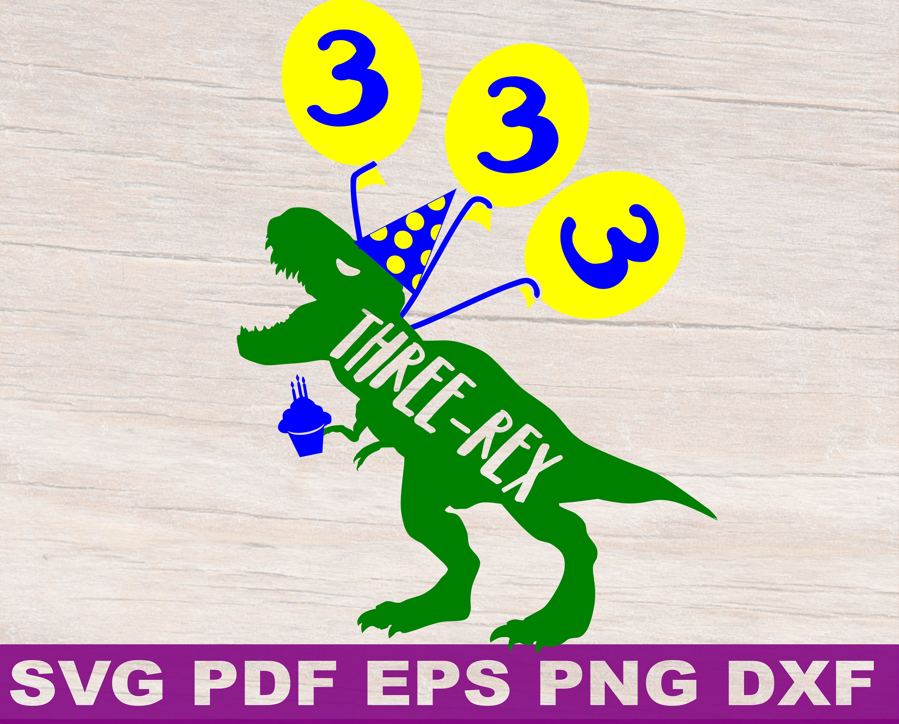 Three Rex Three rex svg Three Rex file Dinosaur Birthday | Etsy