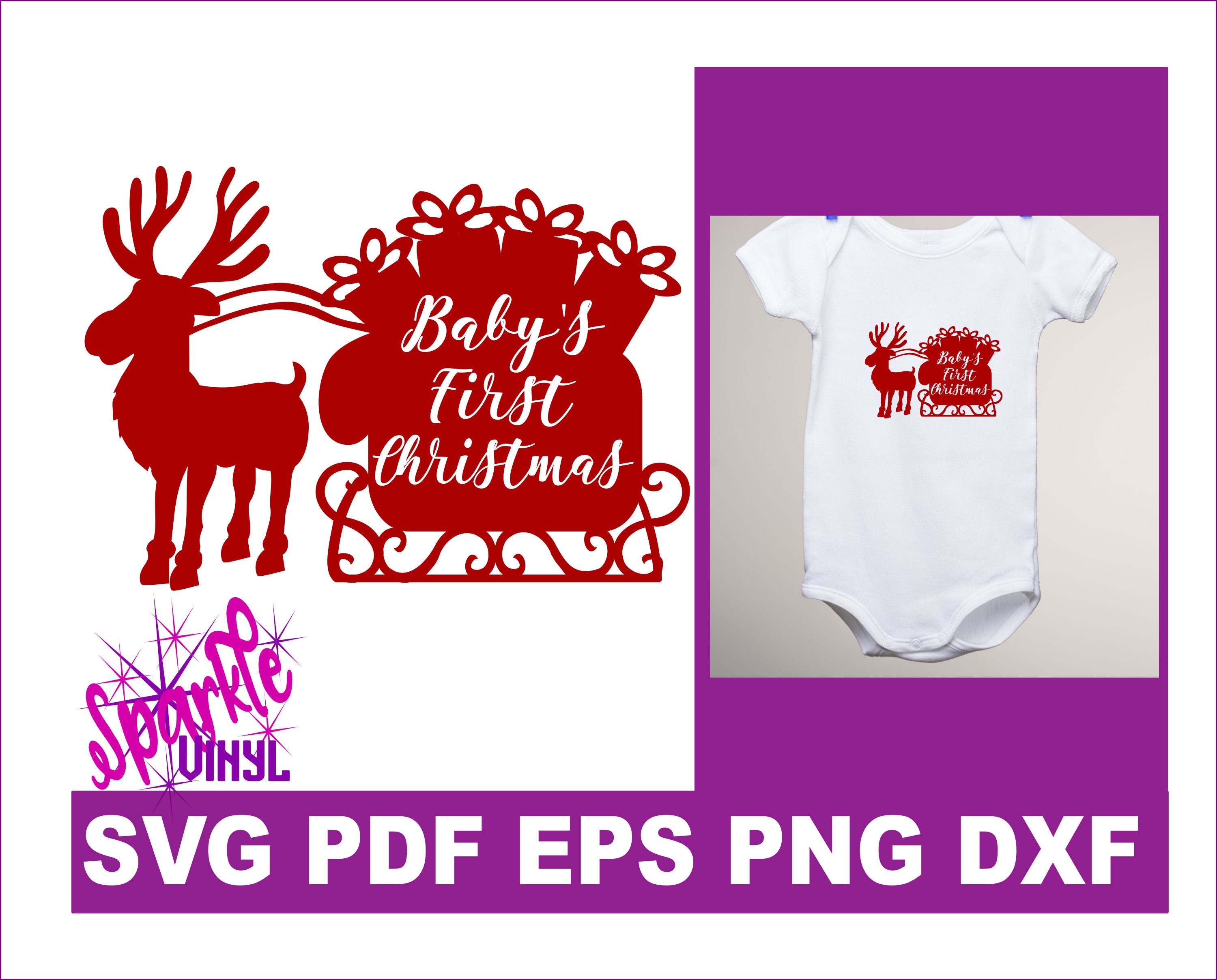 Baby's First Christmas SVG Files for Cutting DXF Cricut - Etsy