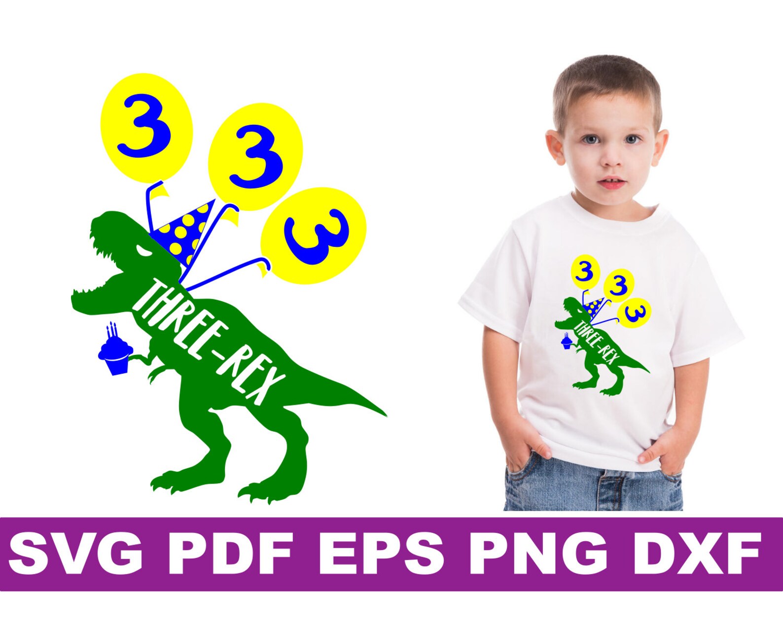 Three Rex Three rex svg Three Rex file Dinosaur Birthday | Etsy