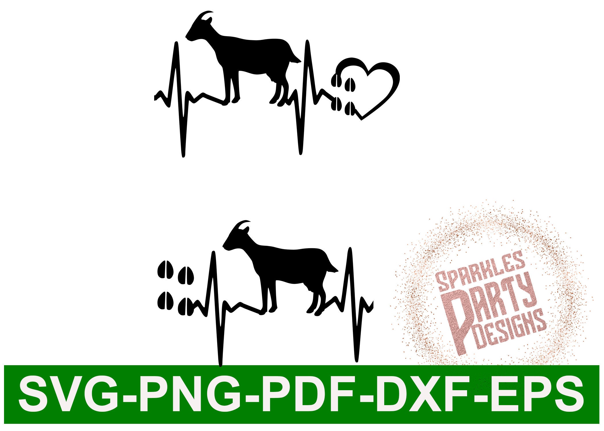Goat SVG Cut File Heartbeat Hoof Marks With Heart, Scrapbook, Tshirt ...