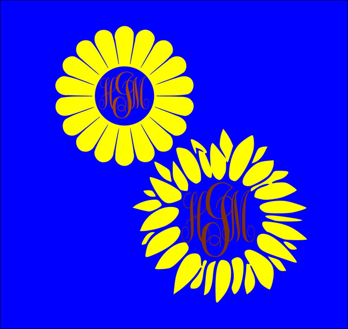 Sunflower Svg, Sunflower Monogram Svg, Monogram Svg, Sunflower Svg ...