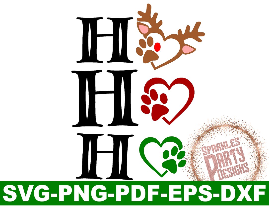 HO HO HO Dog Paw Svg Heart Sublimation Graphics Designs Download, Png ...