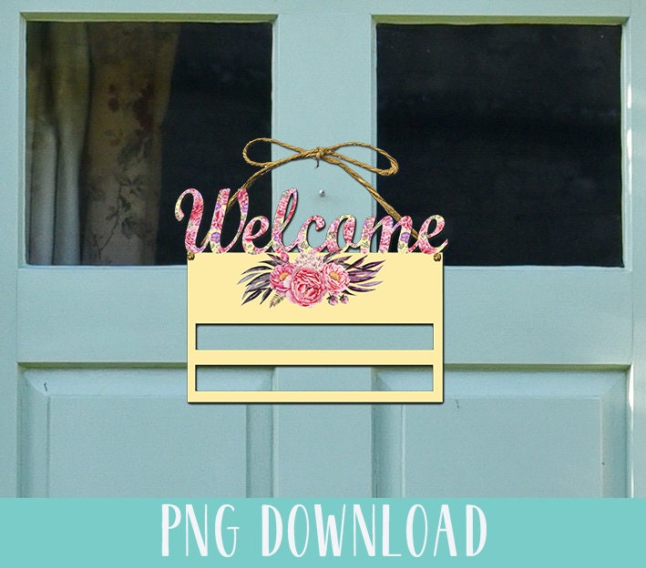Welcome Sign Door Hanger Sublimation Graphics Designs Download, Png ...