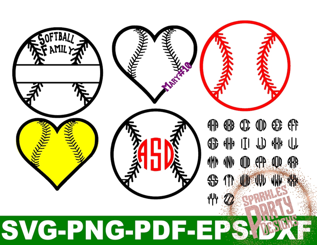 Softball Svg Files, Softball Monogram Svg, Softball Svg Bundle ...