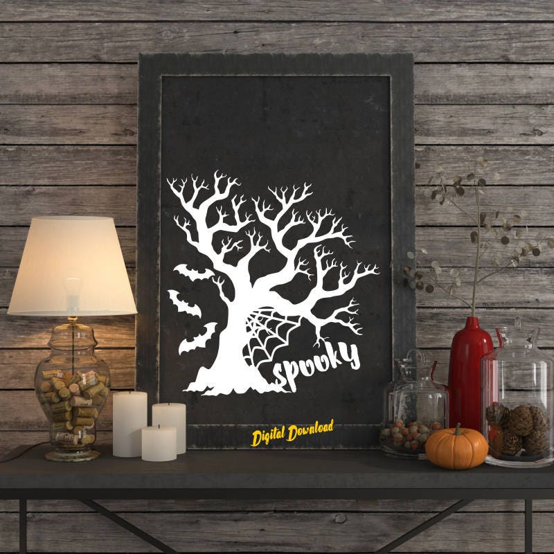 Halloween Svg, SVG, Cut File, Spooky, Halloween, Tree, Bats, Svg Files ...