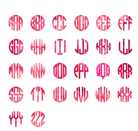 Pink Watercolor Circle Monogram Letters Sublimate Transfer | Etsy