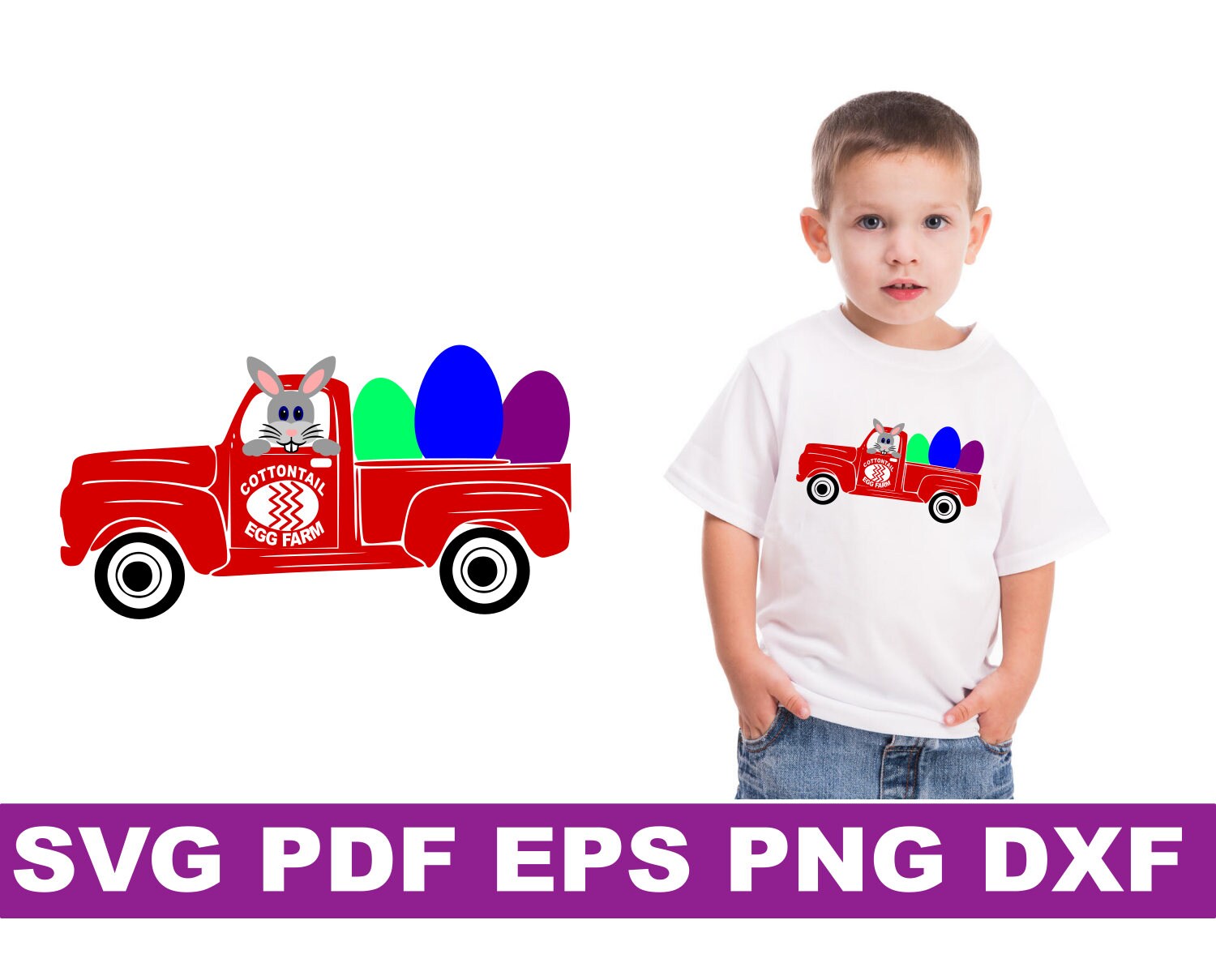 Red truck Easter Easter svg files boy Easter bunny svg | Etsy