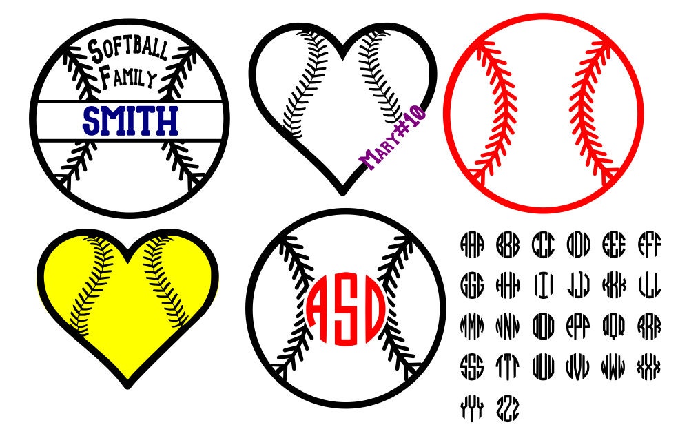 Softball Svg Files, Softball Monogram Svg, Softball Svg Bundle ...