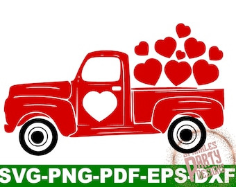 Valentine's Day the Red Truck SVG - Etsy