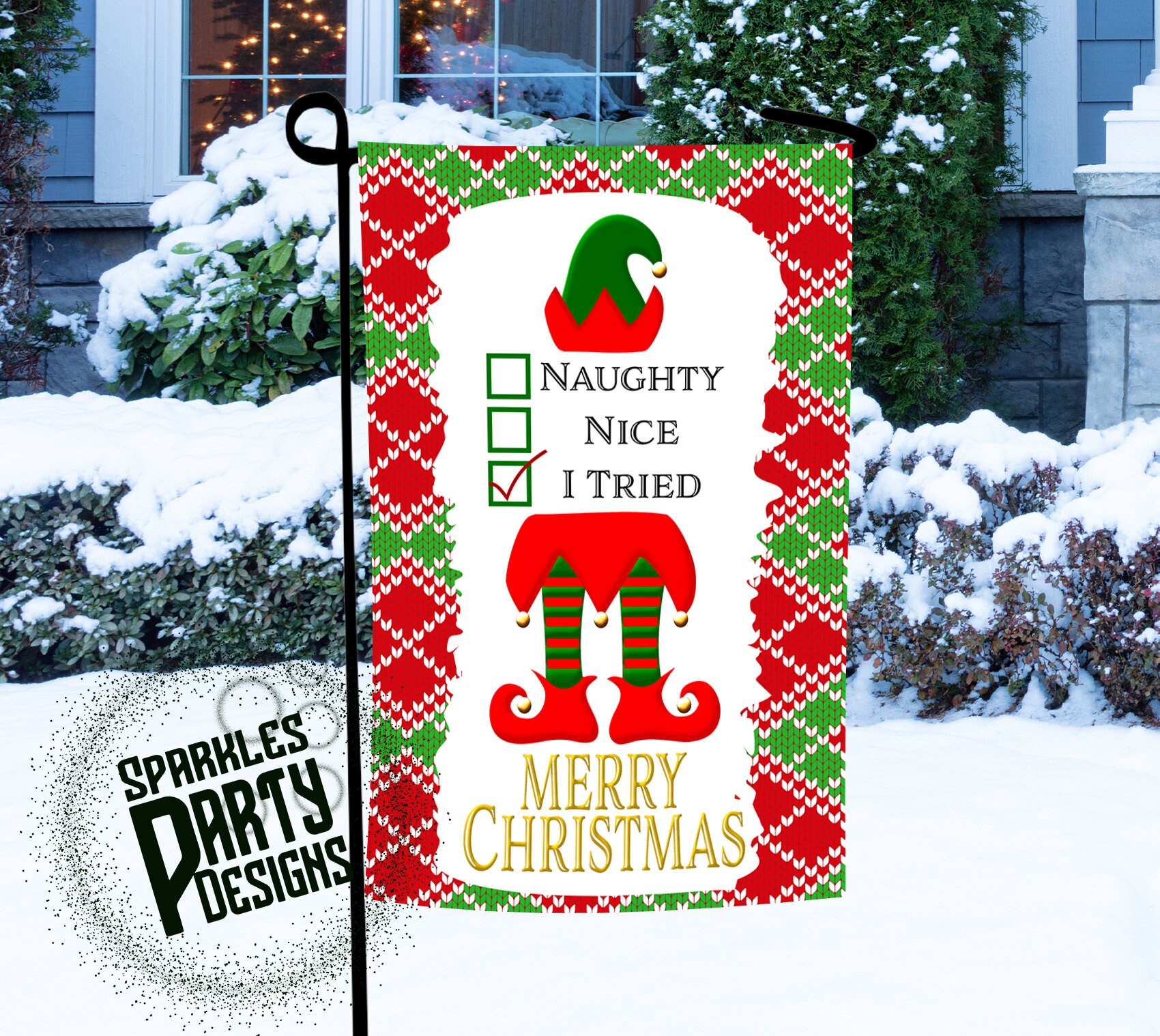Christmas Elf Garden Flag Sublimation Graphics Design Template - Etsy