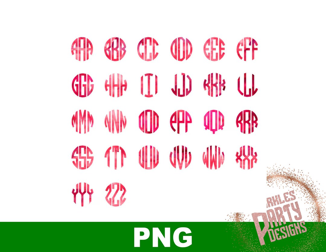 Pink Watercolor Circle Monogram Letters Sublimate Transfer Design ...