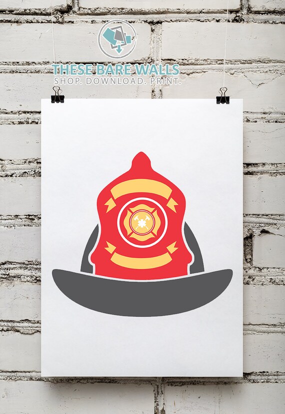Printable Wall Art Fire Department Prints Fireman Helmet | Etsy