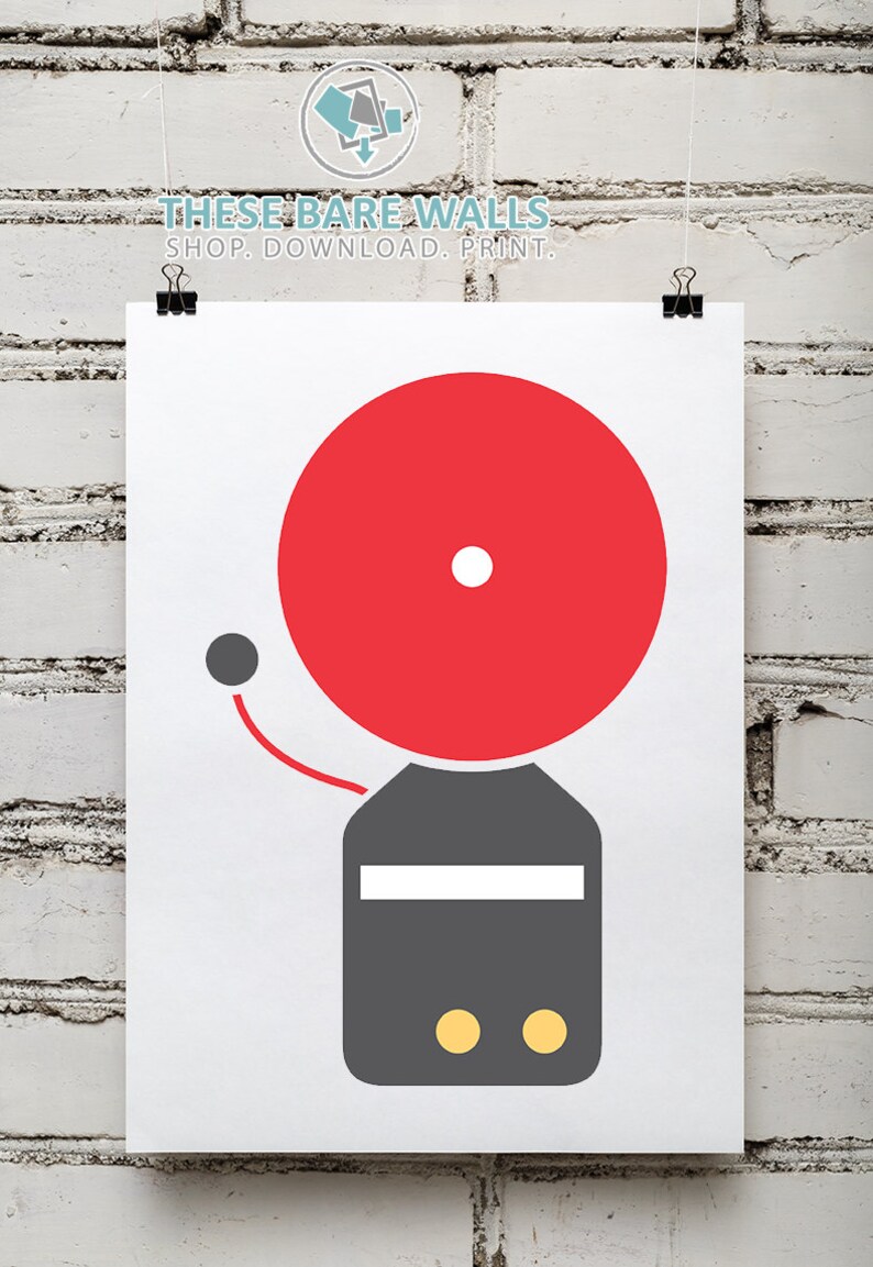 Printable Wall Art, Fire Department Prints, Fire Alarm, Fireman Decor ...