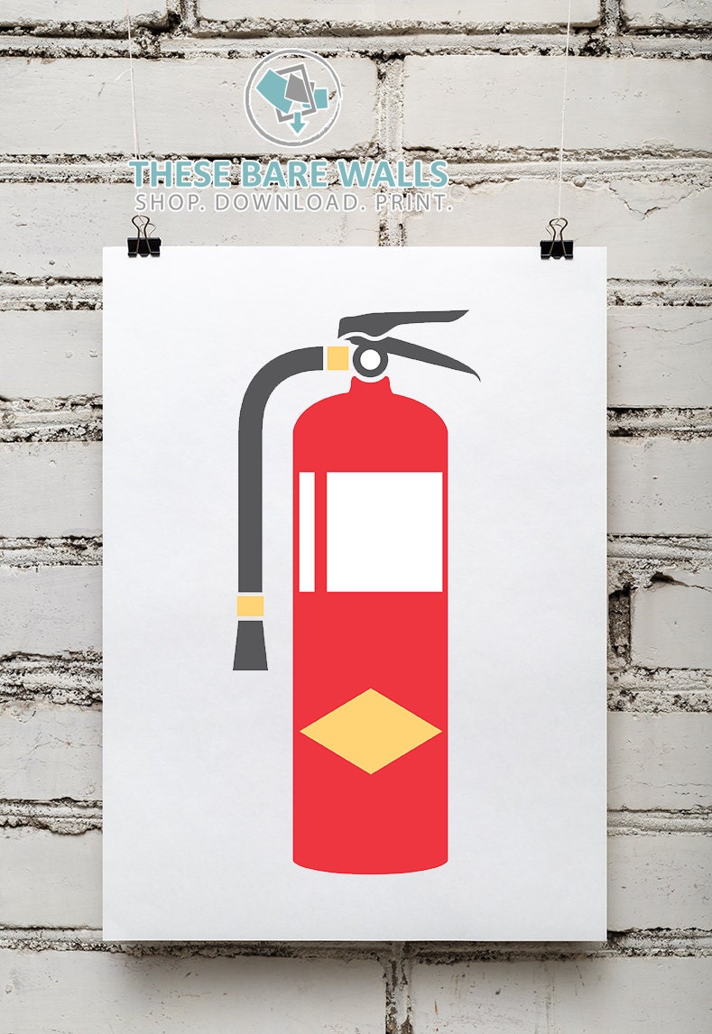 Printable Wall Art, Fire Department Prints, Fire Extinguisher, Fireman ...