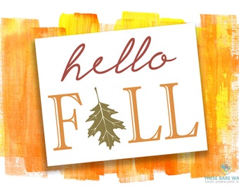 Hello Fall, Printable Wall Art, Digital Download Print - Etsy